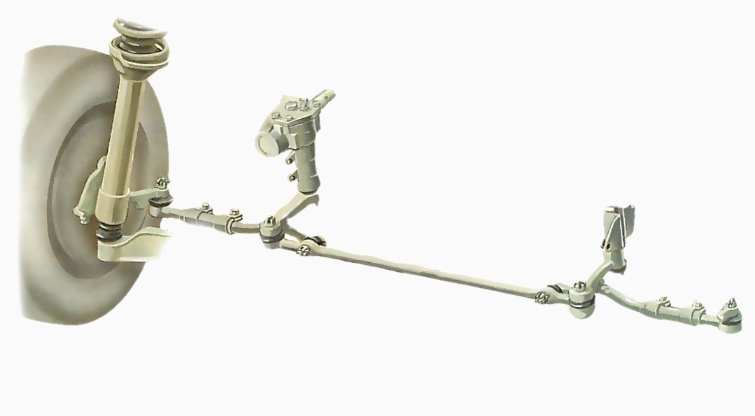 A MacPherson-strut suspension system with a steering box